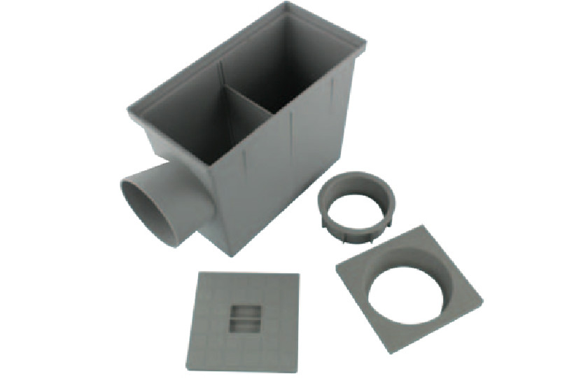 Regard de descente rectangulaire pluviale PVC gris sortie 80/100